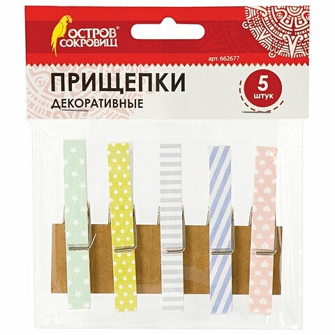 Прищепки декоративные широкие "Пастельные тона" | Буквоед (6551042)
